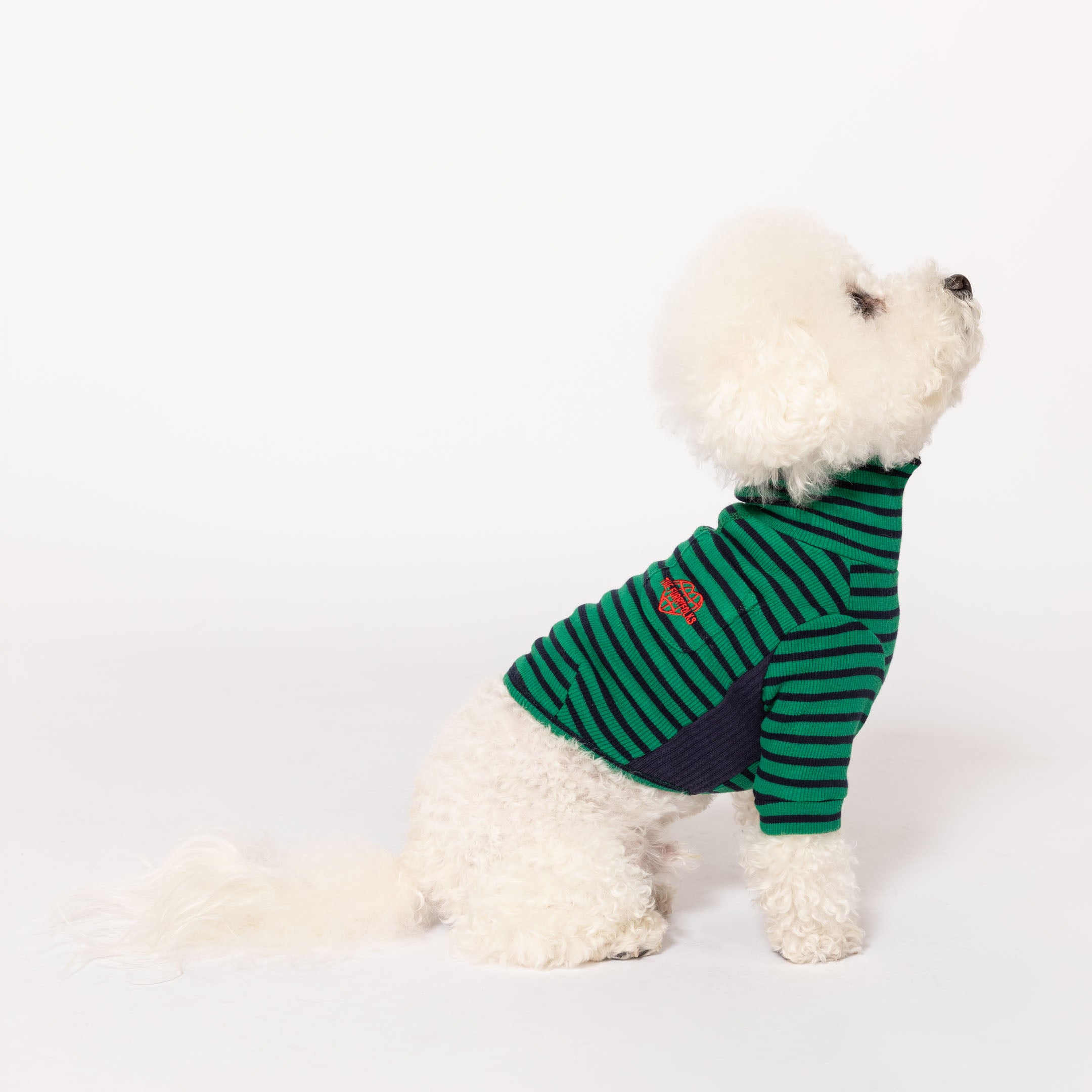 [Stripe Dog T-Shirt] Green & Navy – the furryfolks